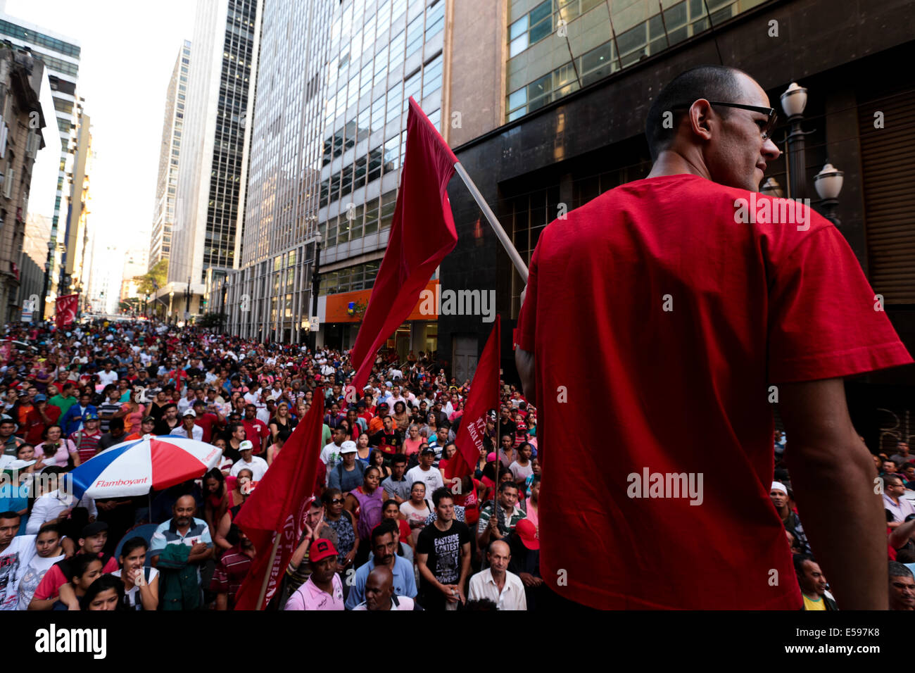 Sao Paulo, Brazil. 23rd July, 2014. Members of the Homeless Workers ...