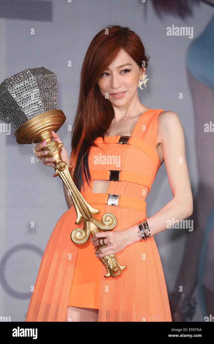 Taipei. 23rd July, 2014. Singer Cyndi Wang attends her new album launch ...