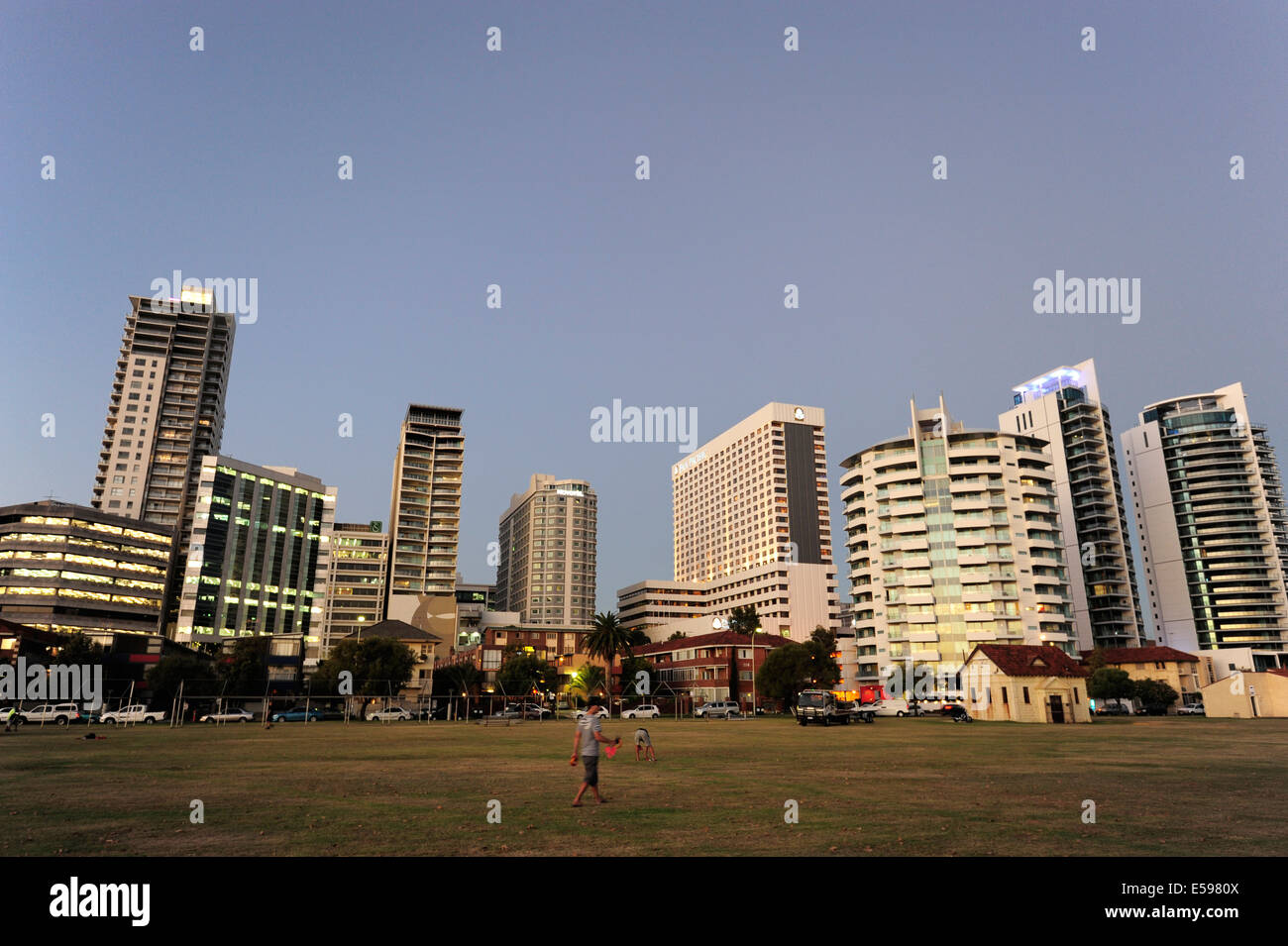 Australia, Perth, central business district, Langley Park, high-rise ...