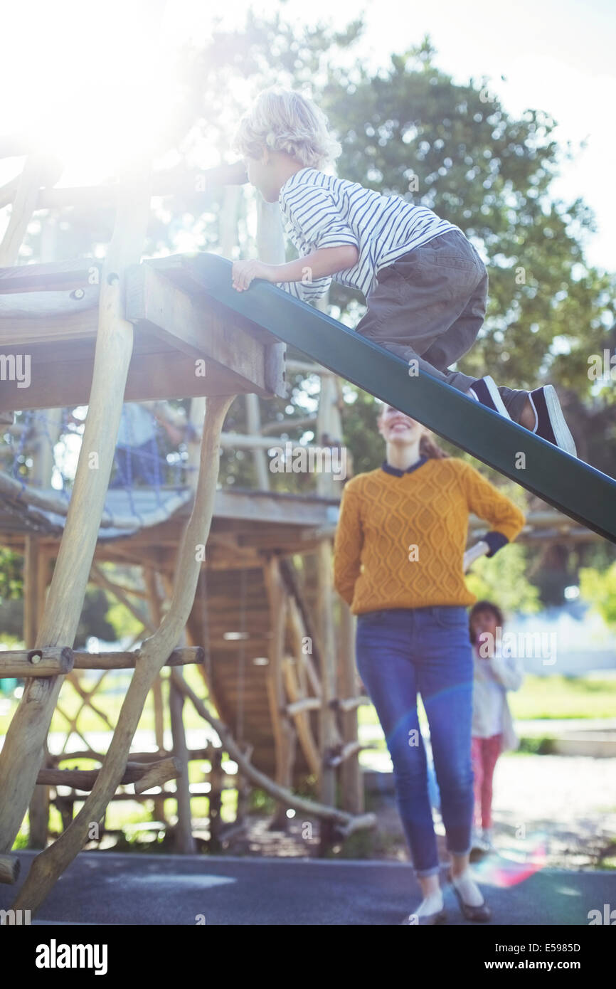 Children climbing on playground structure hi-res stock photography and ...