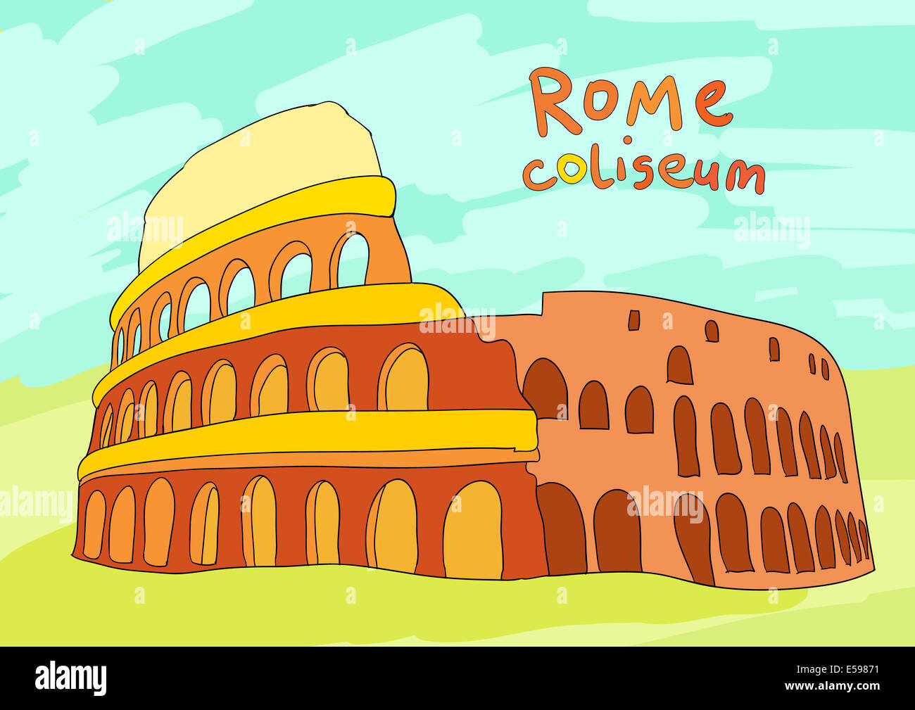 Vector sketchy illustration with coliseum Stock Photo - Alamy