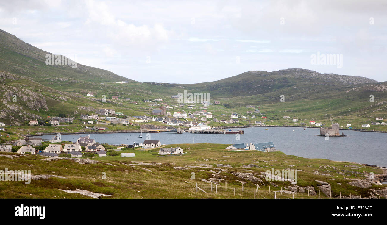 A general view of Castlebay the largest settlement in Barra, Outer ...