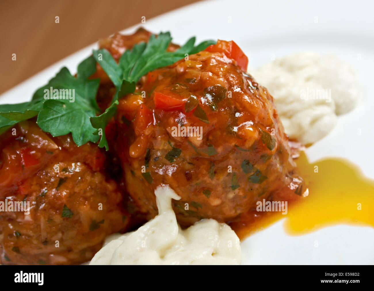 meatballs cooked with vegetables. closeup Stock Photo - Alamy
