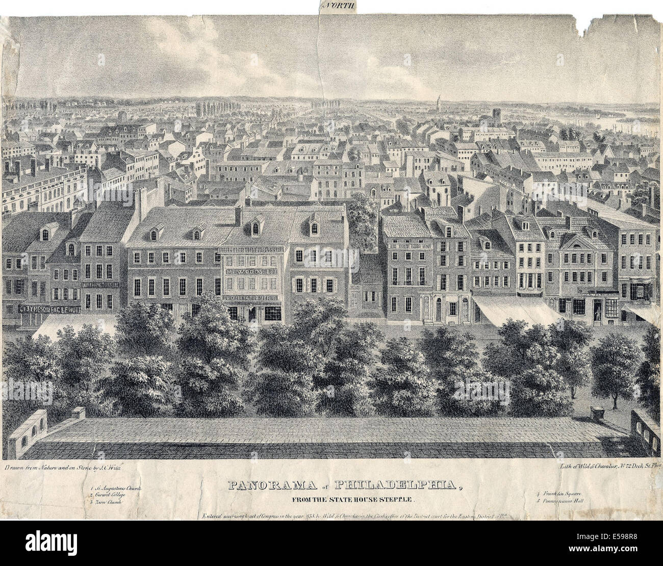 Panoramic lithograph view of North Philadelphia taken from the State ...