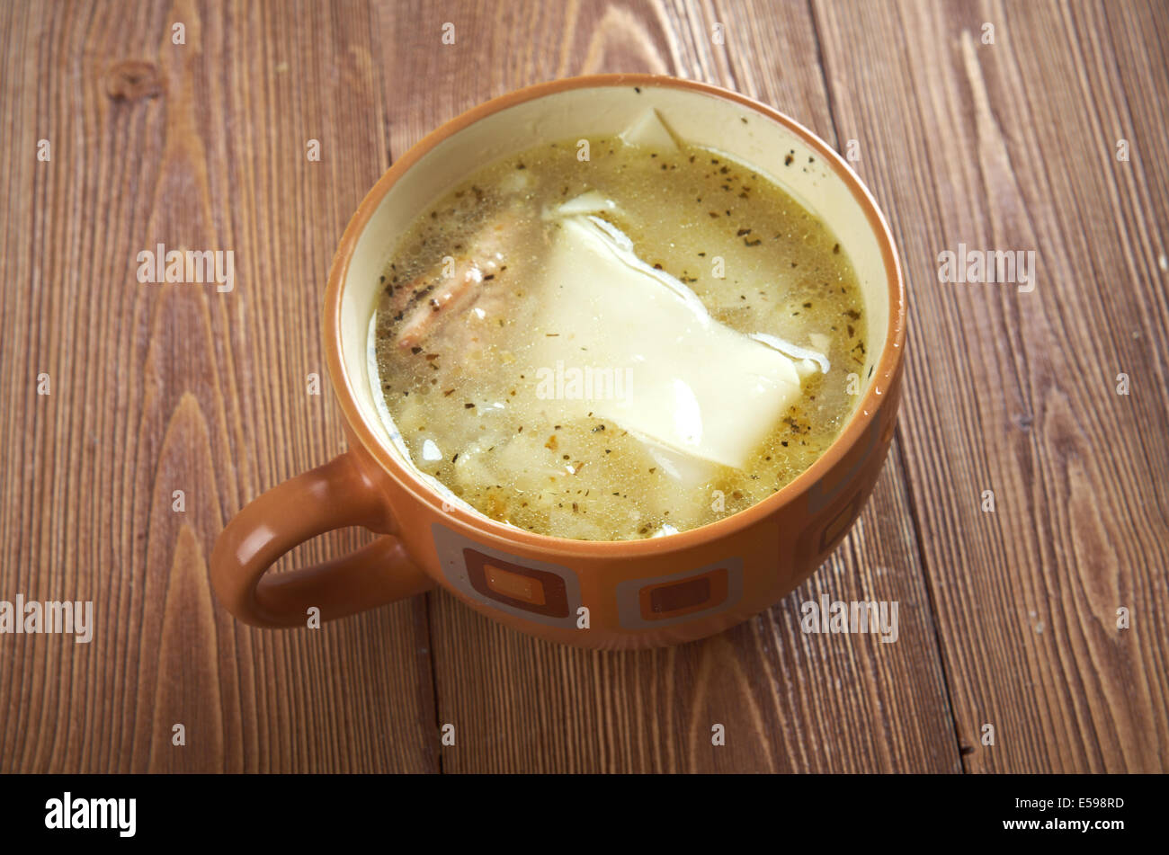 Tatar chicken noodle soup .close up Stock Photo - Alamy