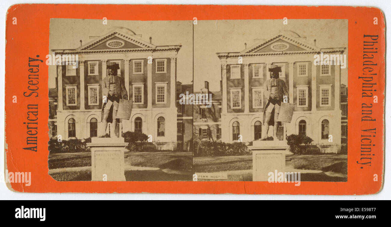 A stereograph showing Penn Hospital, also known as Pennsylvania ...