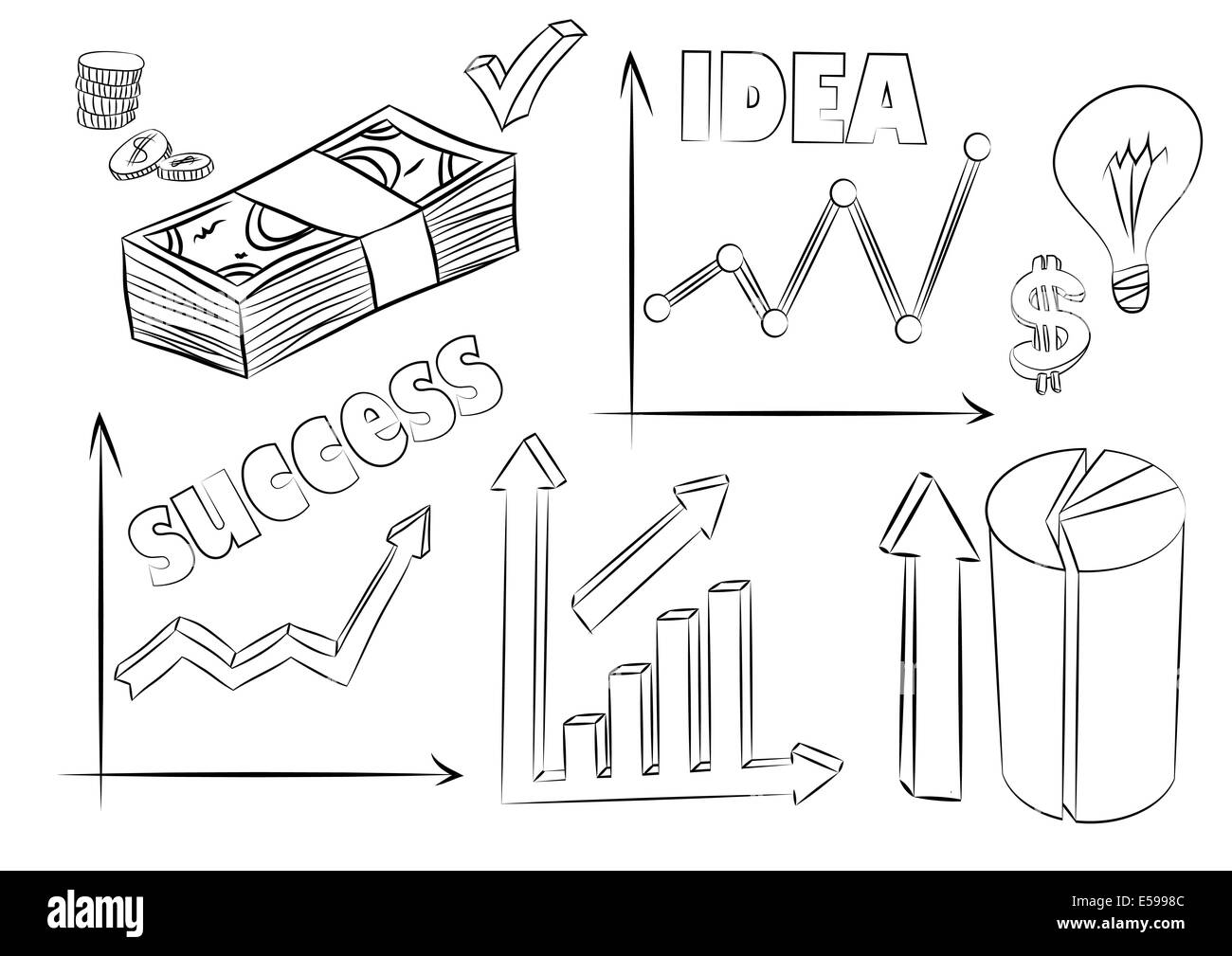 set of business hand drawn sketches Stock Photo - Alamy