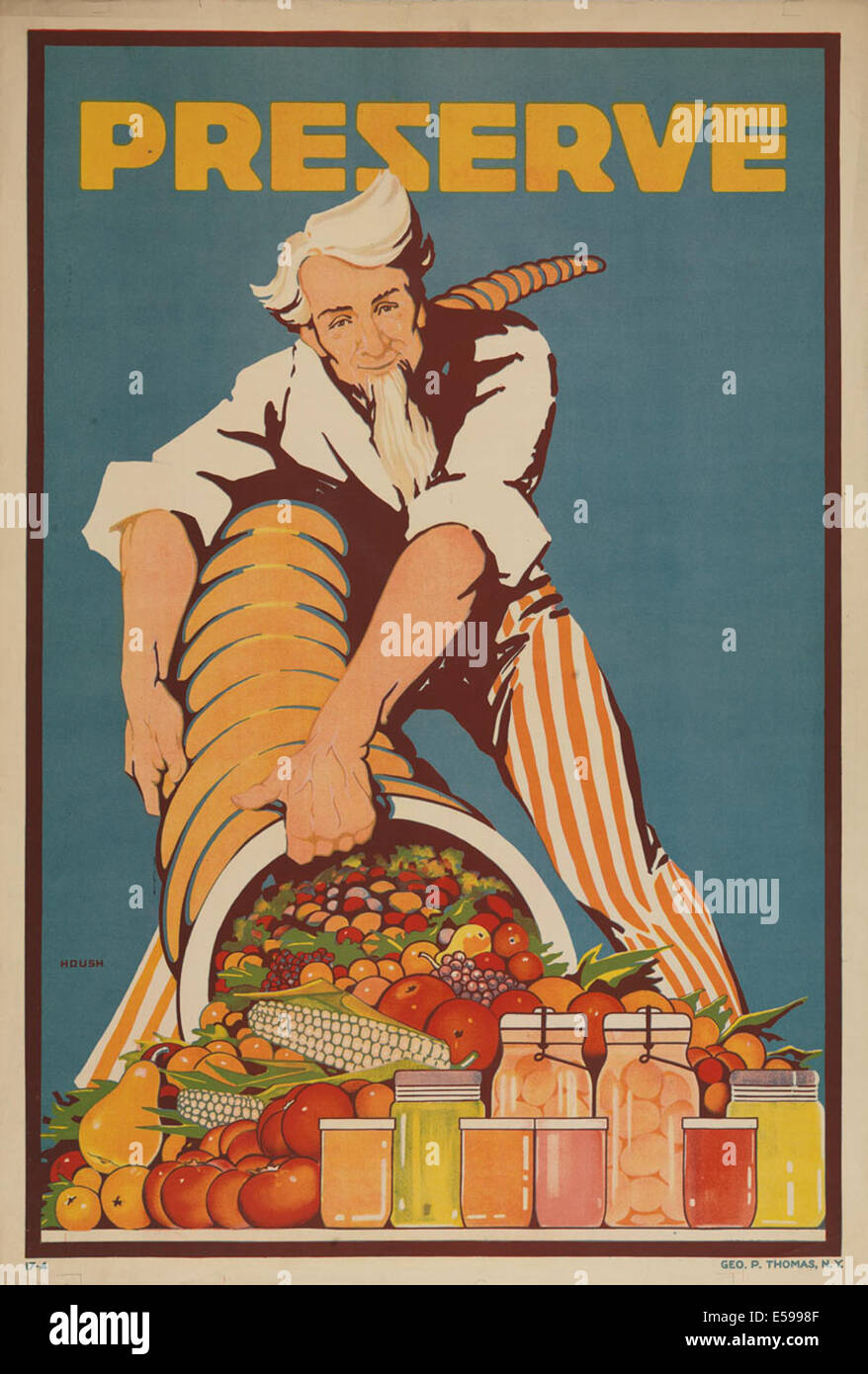 A World War I poster urging Americans to preserve food, featuring an ...
