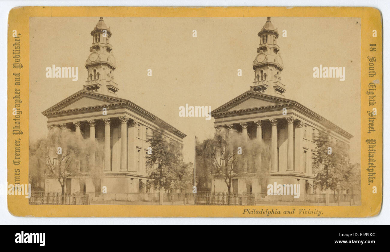 This stereograph captures Spring Garden Hall, located on Spring Garden ...