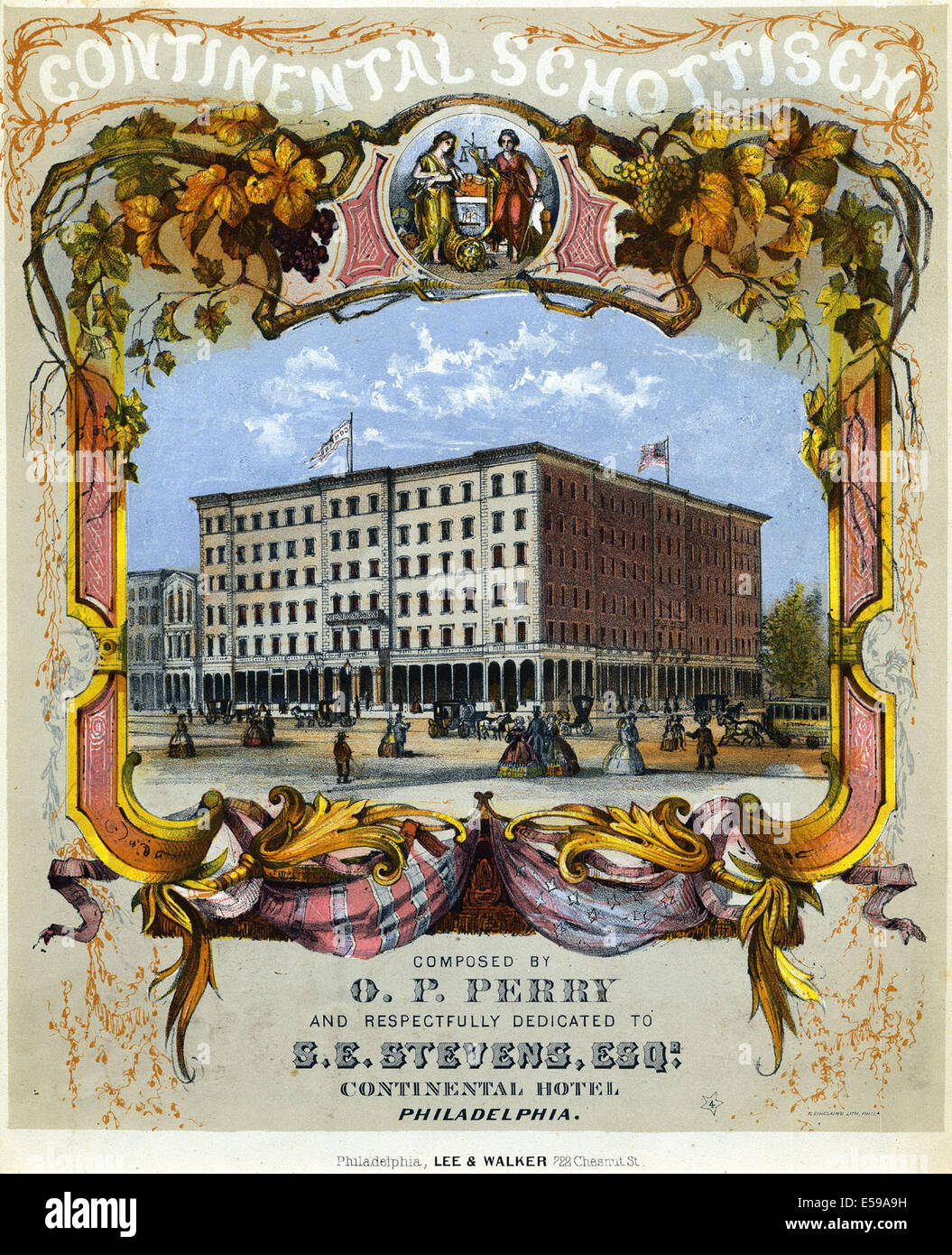 Sheet music from the 1860s for 'The Continental Schottisch', a popular ...