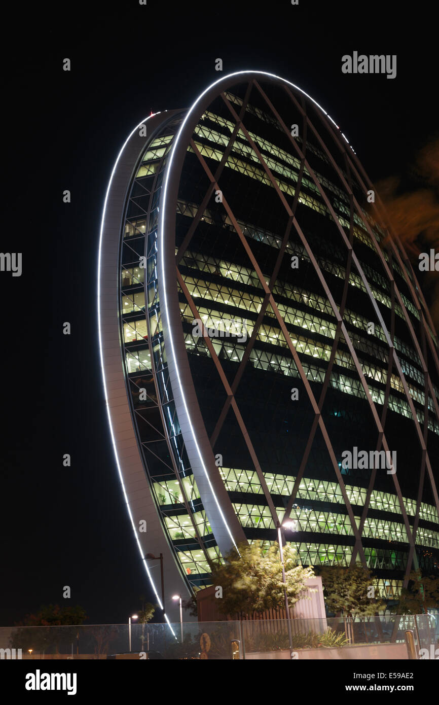 ABU DHABI, UAE - NOVEMBER 5: The Aldar headquarters building is the ...