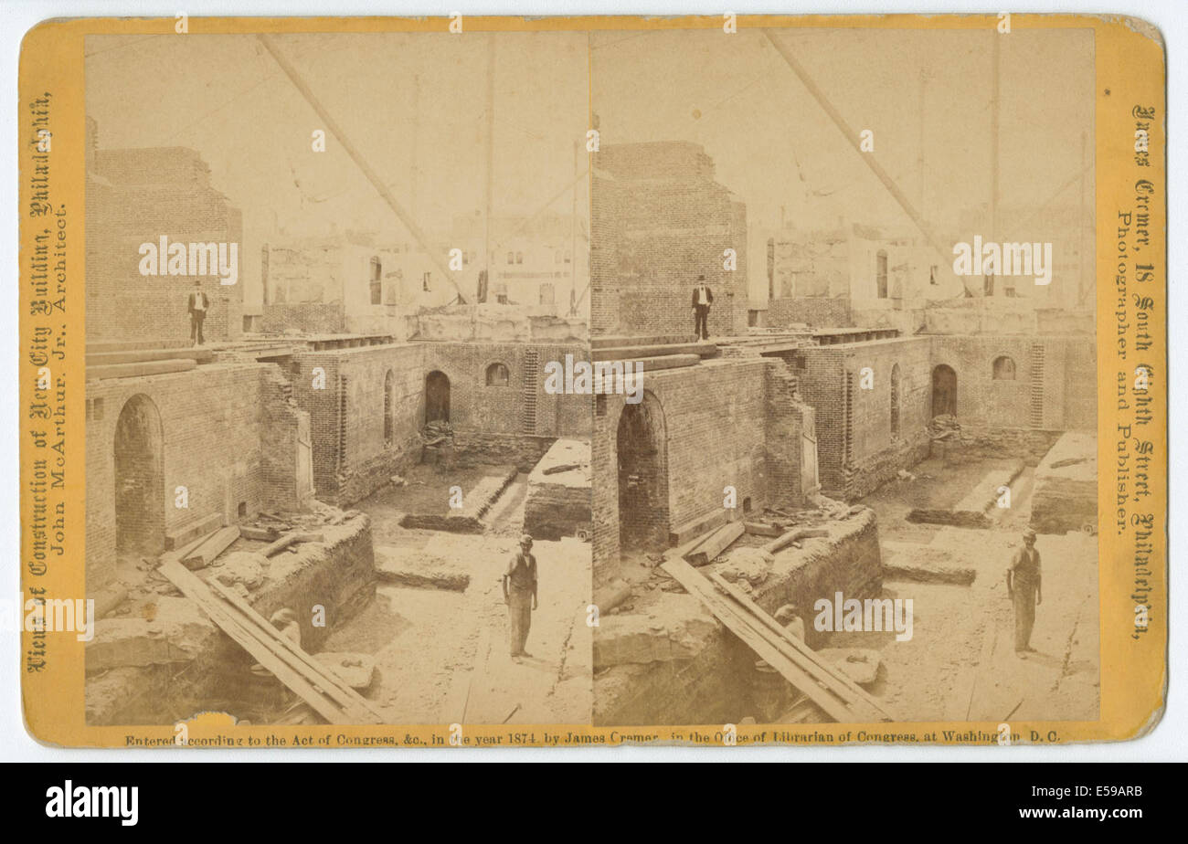 View of Construction of New City Building, Philadelphia- in Sub ...