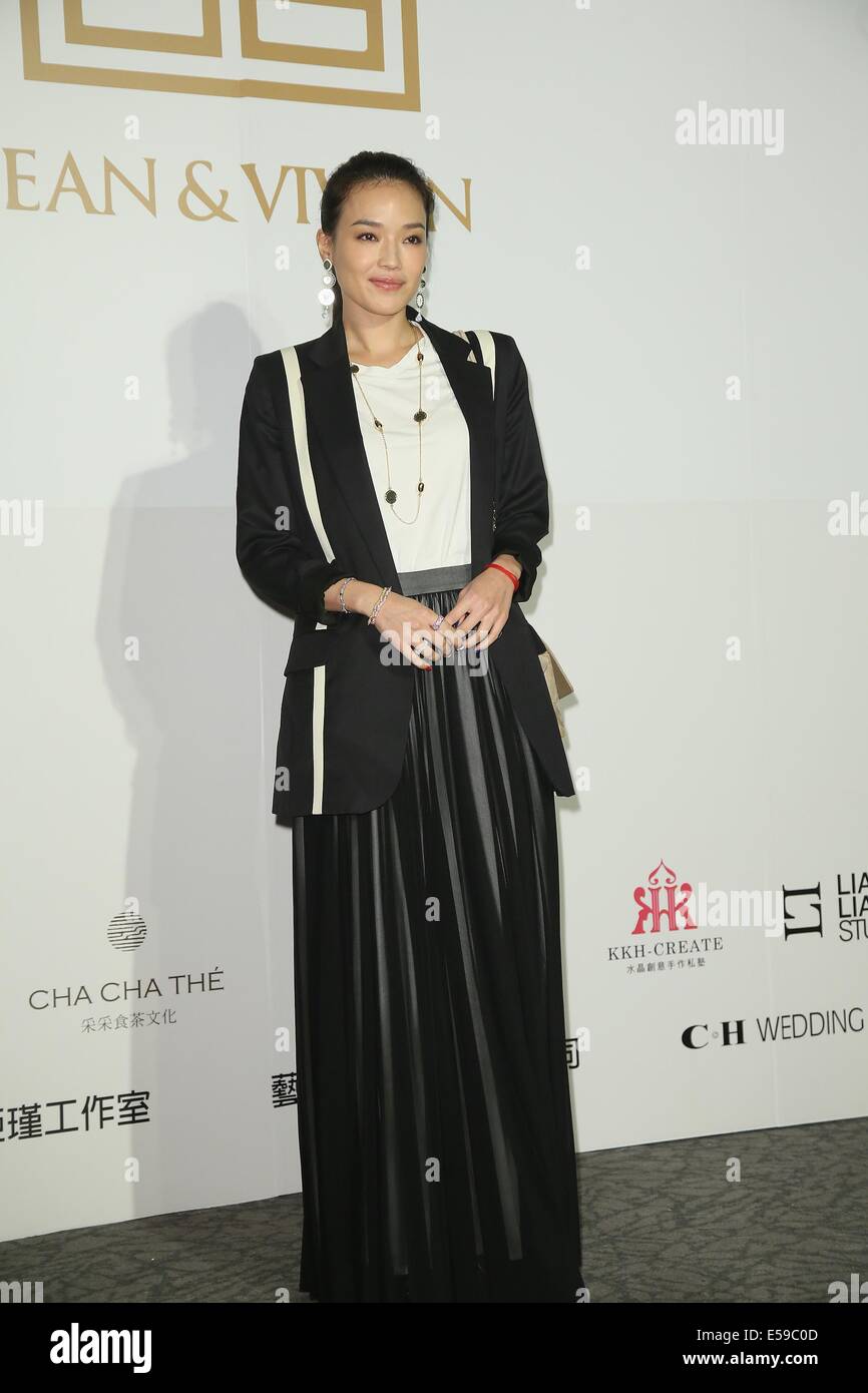 Taipei. 23rd July, 2014. Actress Shu Qi attends the wedding ceremony of ...