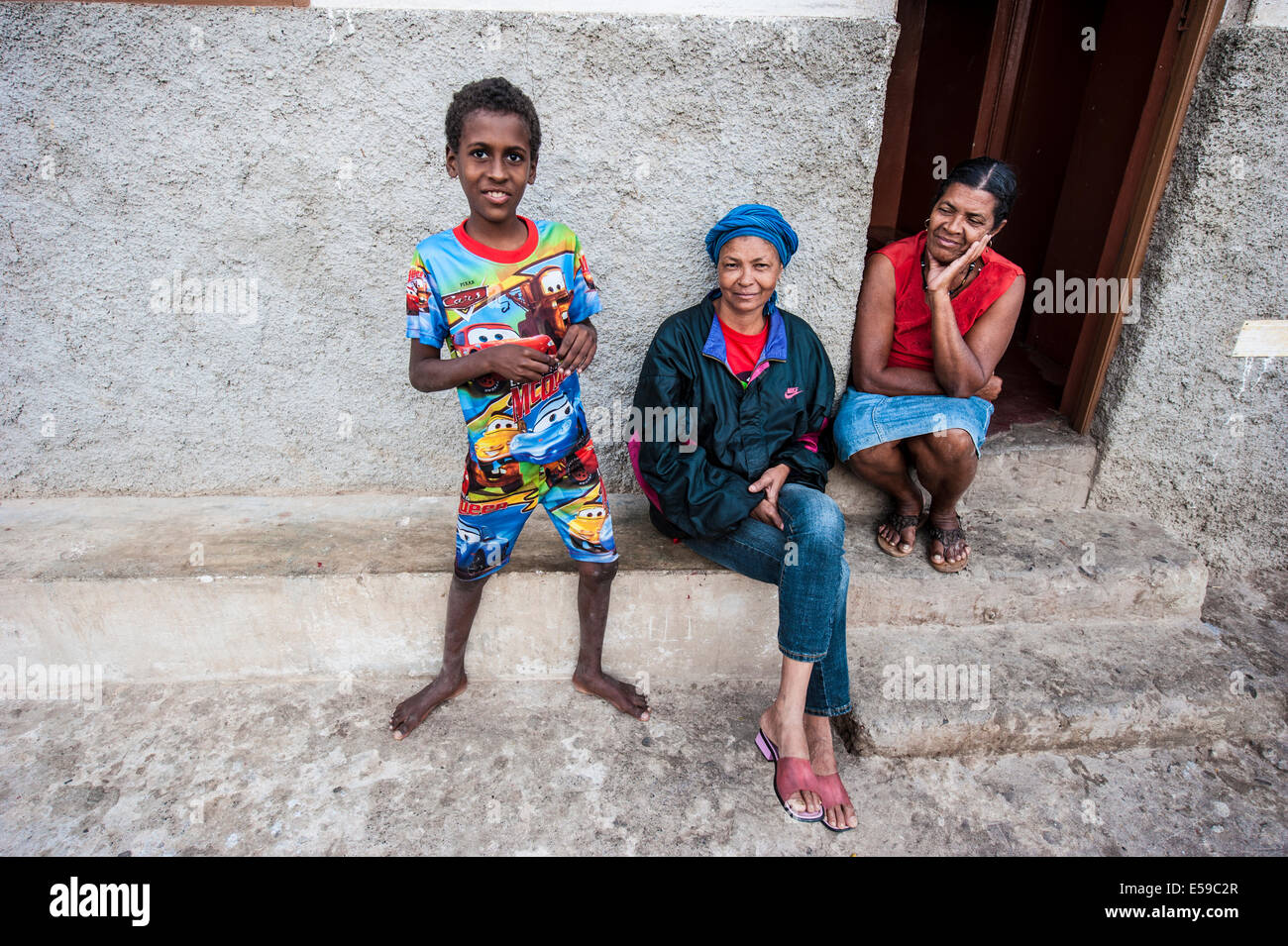 Local children in Mindelo, Sao Vicente Island, Cape Verde Stock Photo ...