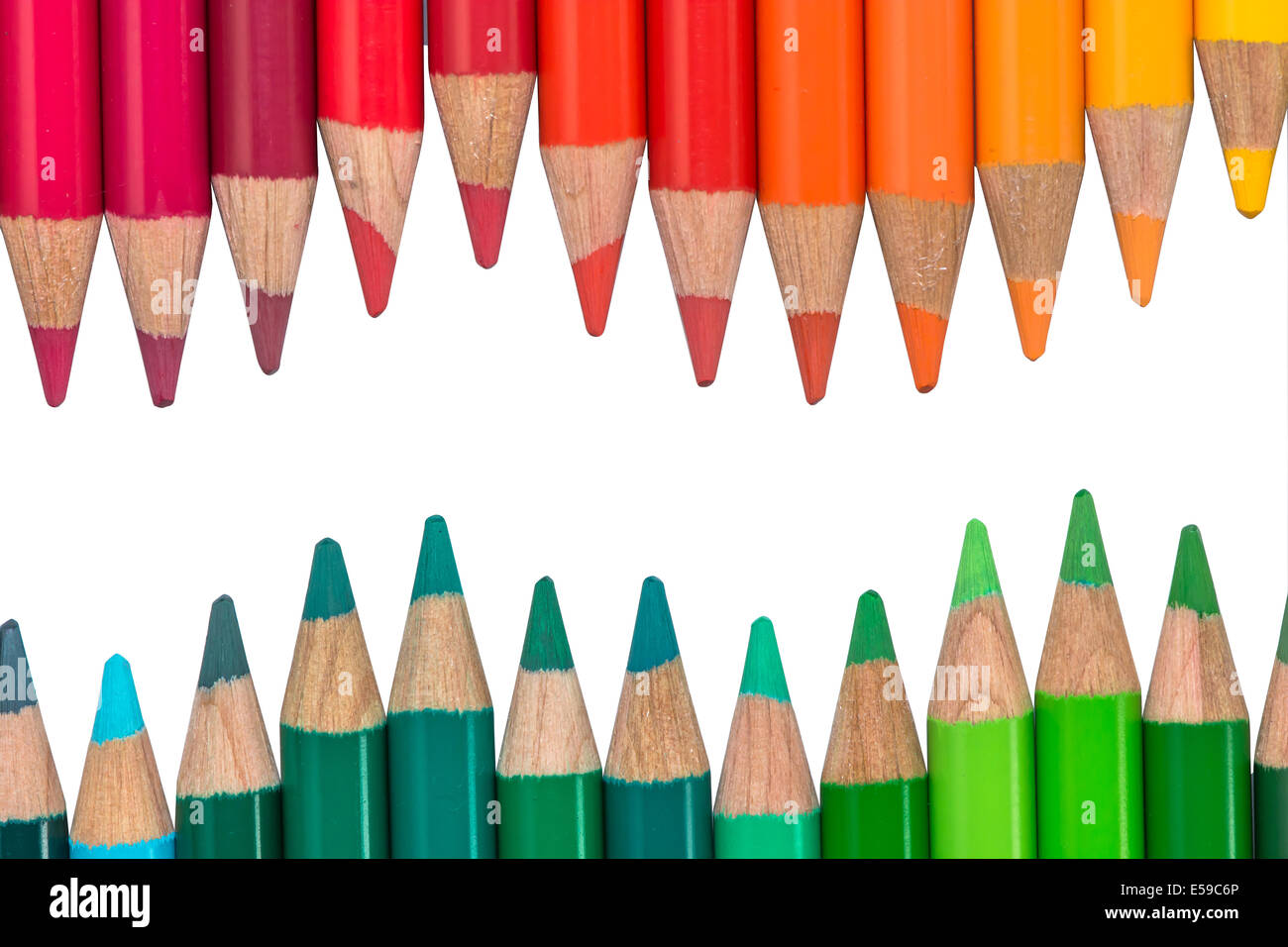 Isolated Opposite Waves Of Colorful Crayons Stock Photo - Alamy