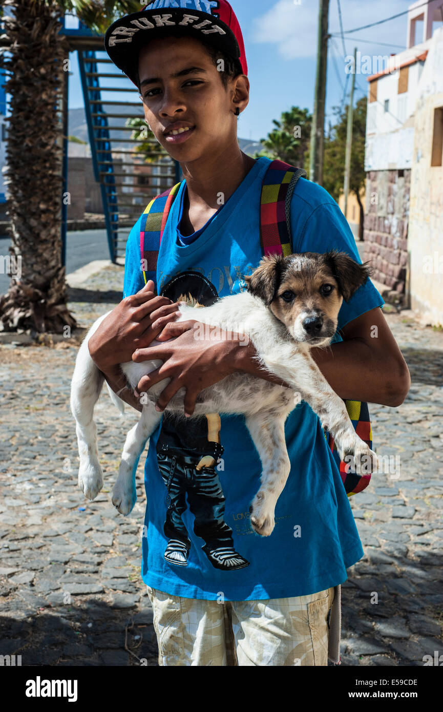 Local children in Mindelo, Sao Vicente Island, Cape Verde Stock Photo ...