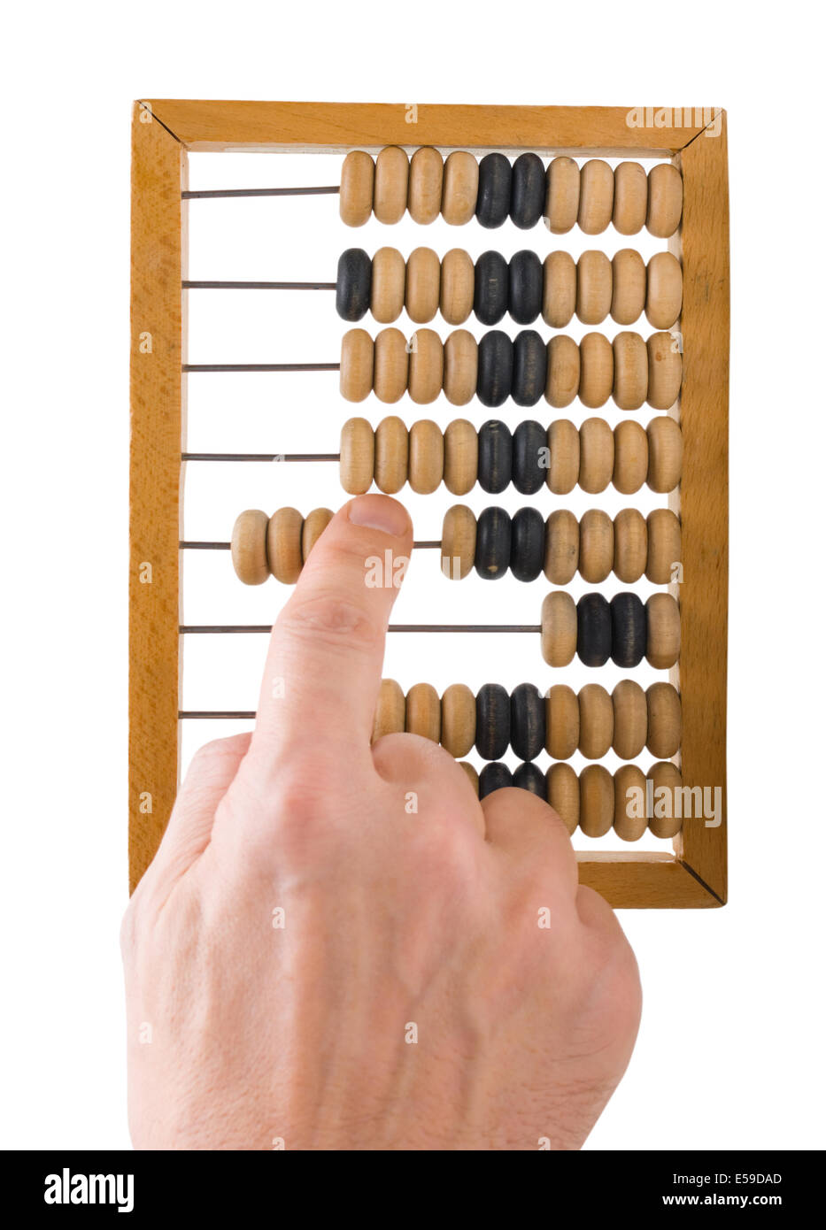 hand and a wooden Abacus isolated Stock Photo - Alamy