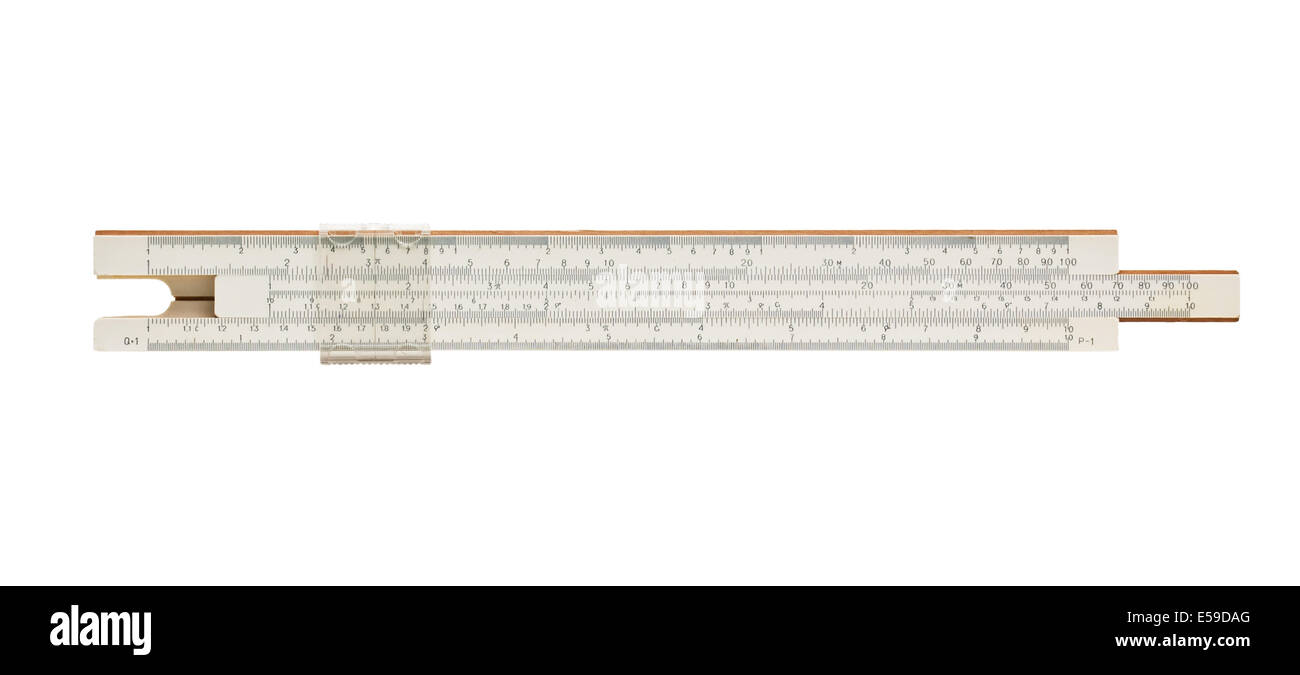 Slide rule isolated on white background Stock Photo - Alamy