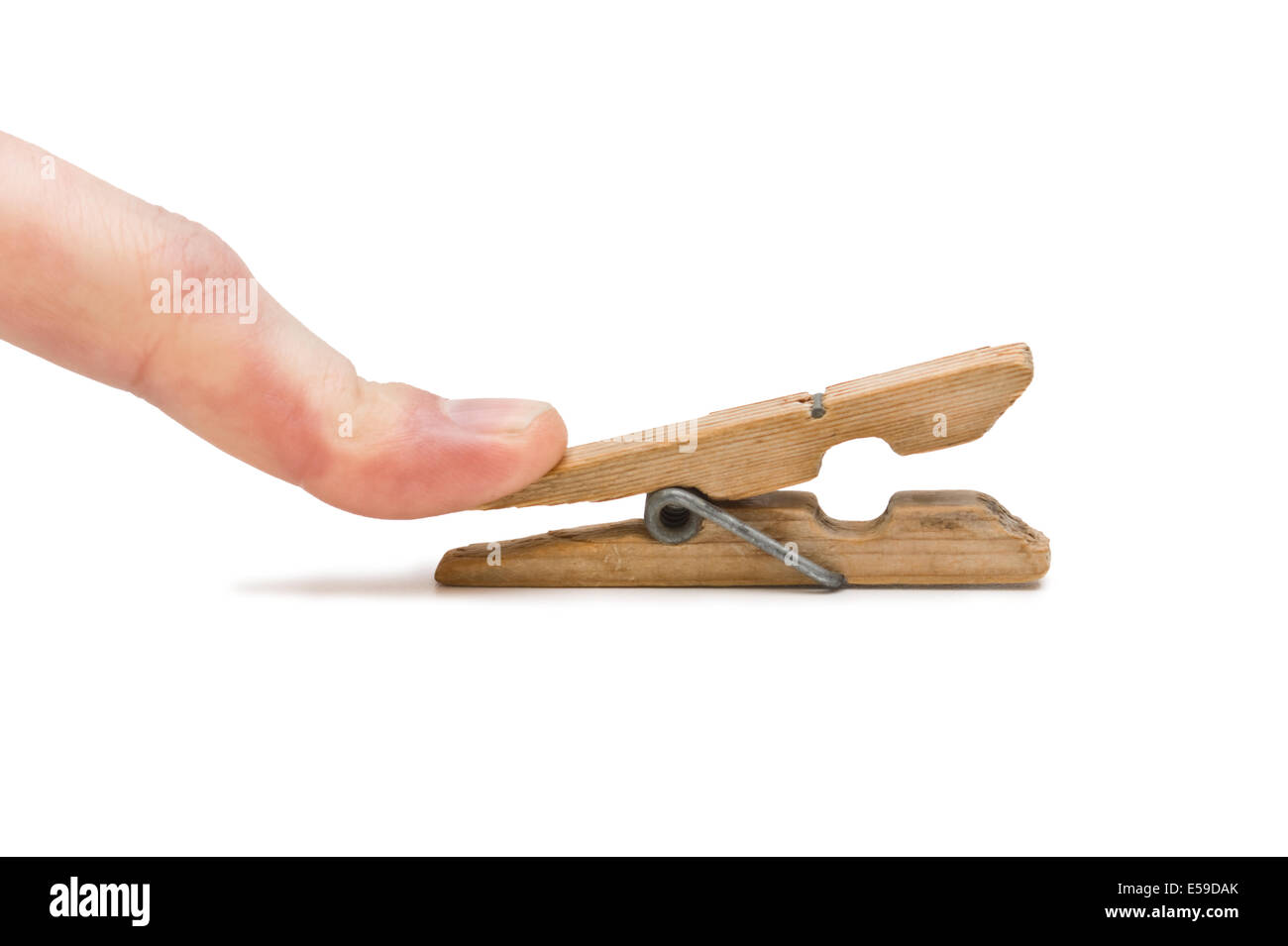 hand holds the clothespin isolated on a white background Stock Photo ...