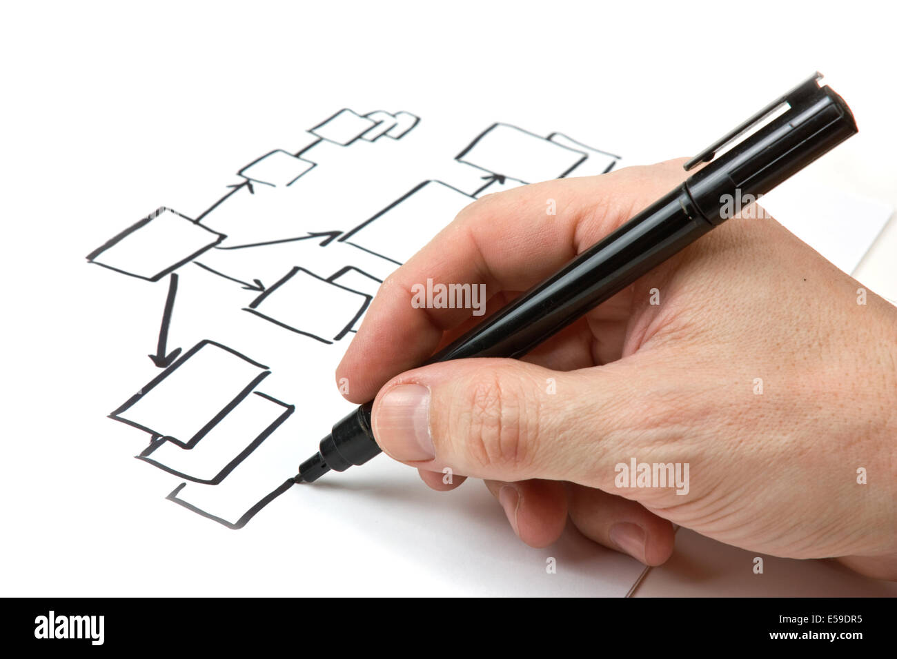 Hand drawing block diagram isolated on a white background Stock Photo ...