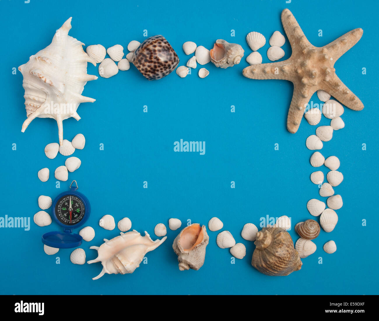 Frame in a marine style on a blue background Stock Photo - Alamy