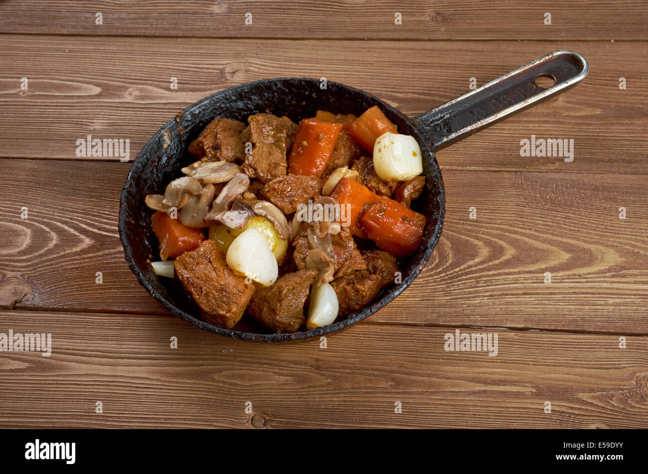 venison ragout - farm-style old rustic.country cuisine Stock Photo - Alamy