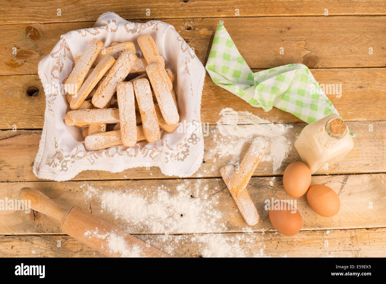 Still life with biscuits and its main ingredients Stock Photo - Alamy