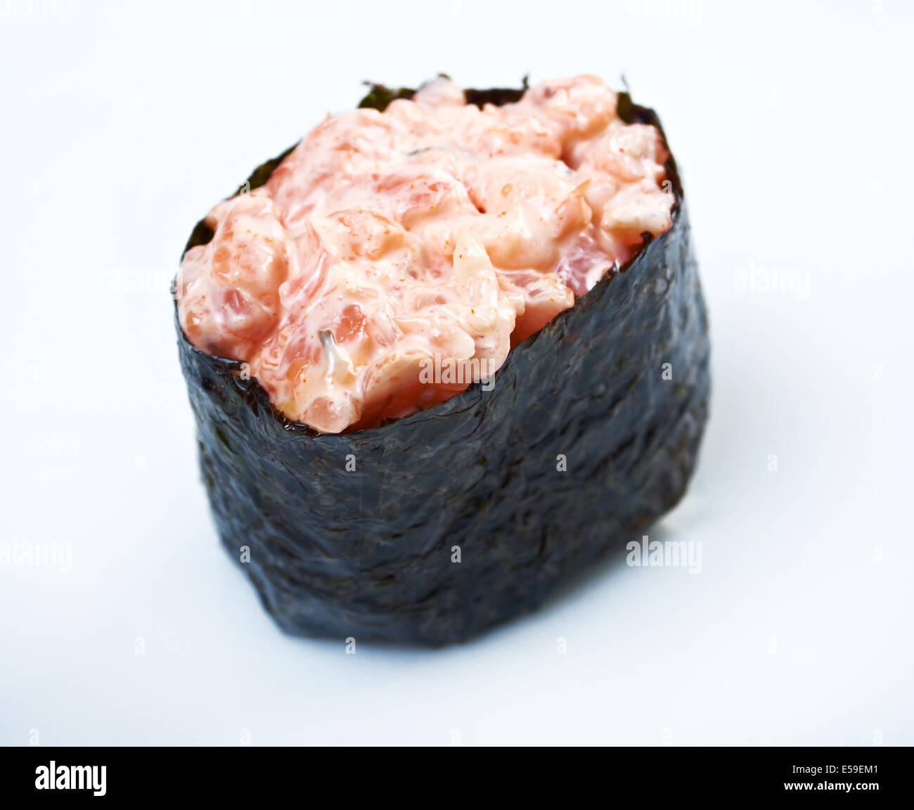 Japanese sushi with rice and fish.spice sushi with sauced slices Stock ...