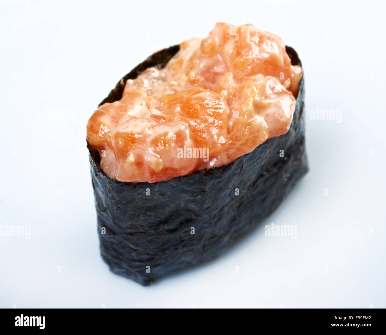 Japanese sushi with rice and fish.spice sushi with sauced slices Stock ...