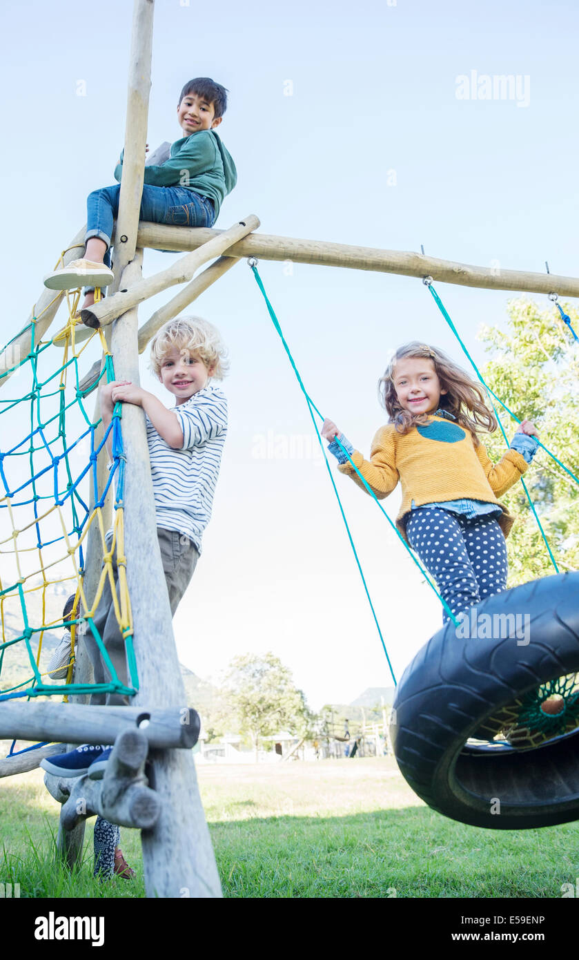 Children playing on play structure Stock Photo - Alamy