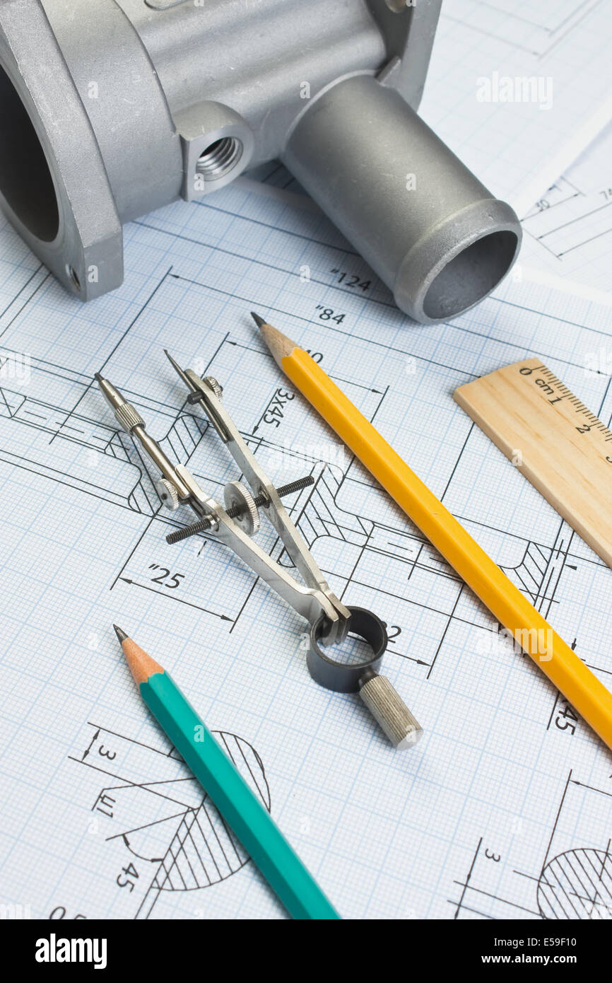 automotive parts and drawing Stock Photo - Alamy