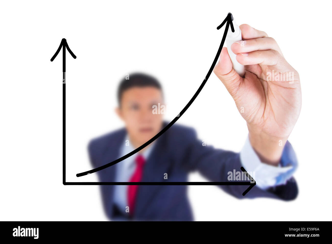 Concept business draw graph bar growth above whiteboard white ...