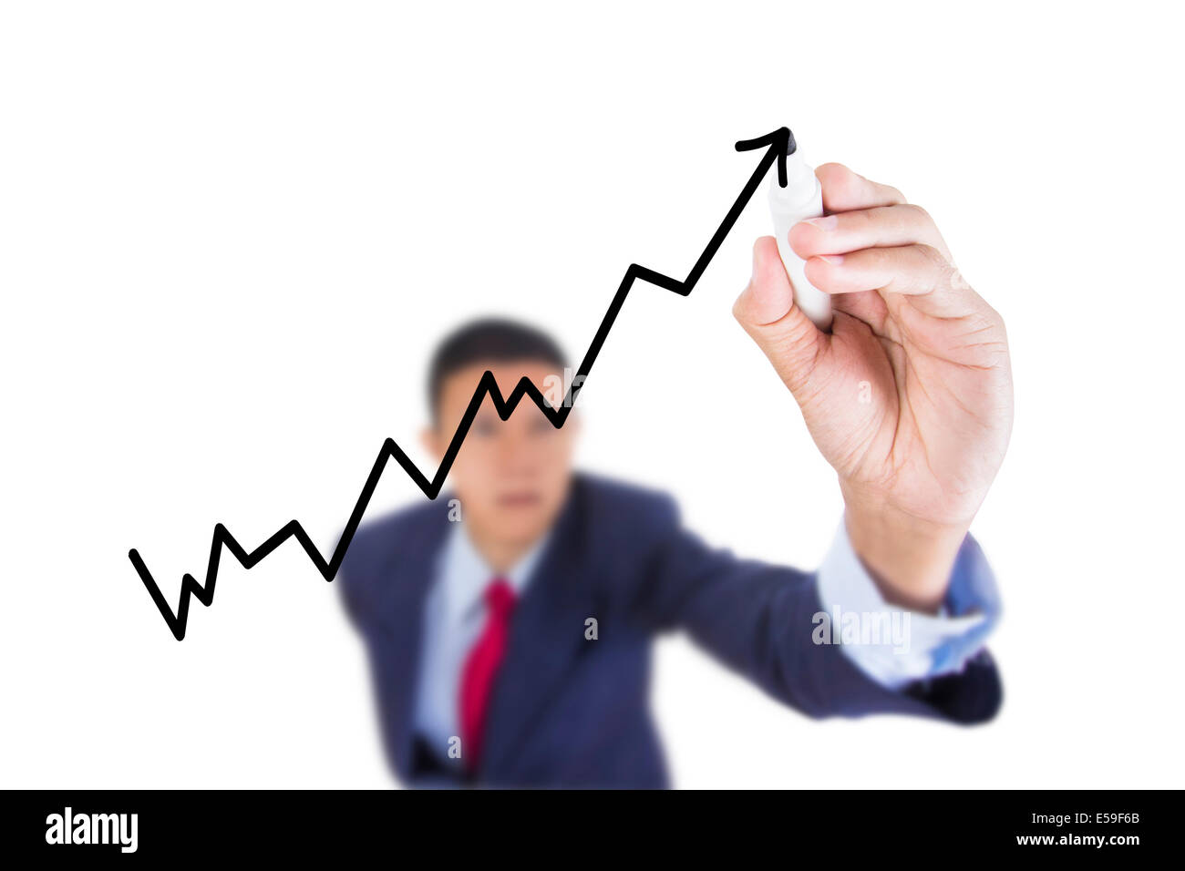 Concept business draw graph bar growth above whiteboard white ...