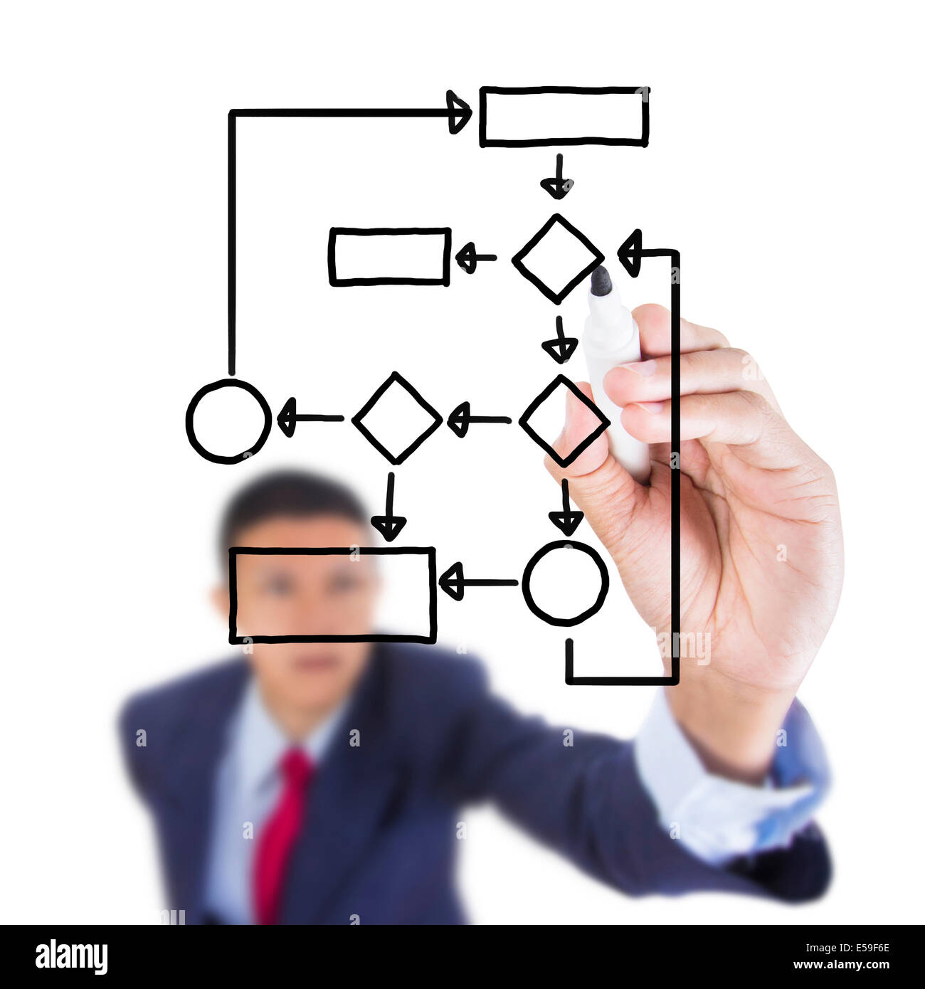 Concept business draw blank diagram above whiteboard white background ...