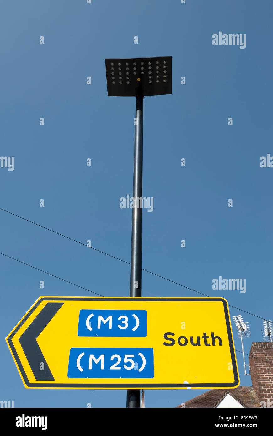 signs for the M3 and M25 motorways, headed south, in twickenham ...