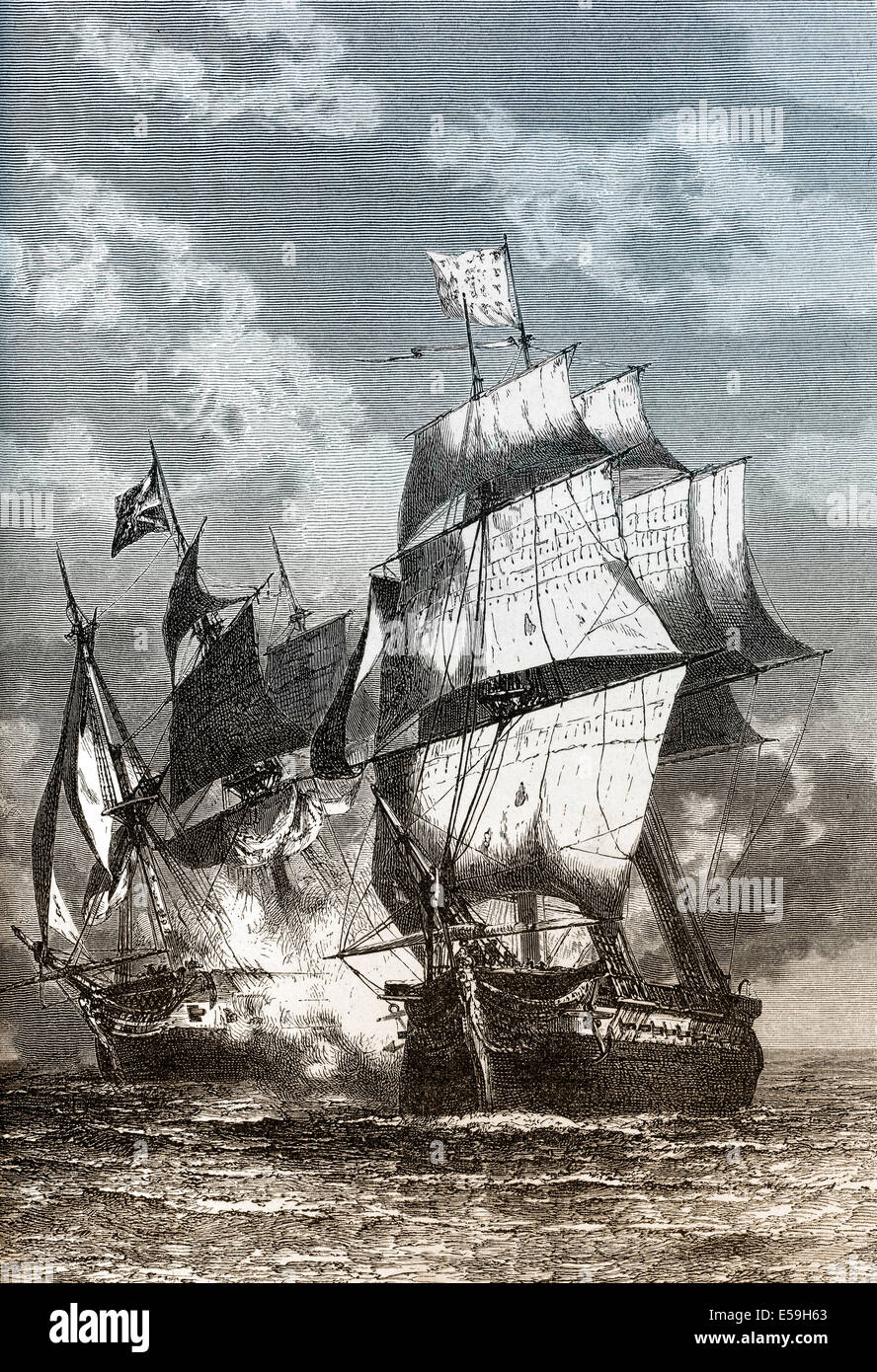 British frigate drawing hi-res stock photography and images - Alamy