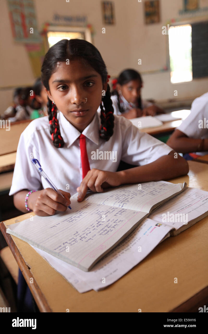 Tribal children studing in a classroom, Tribal Ashram Primary School ...