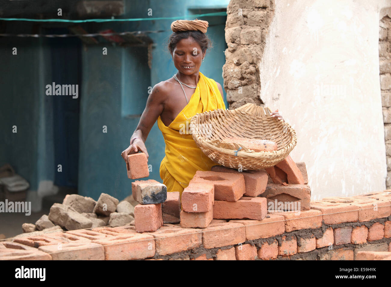 Tribal labour, Bhunjiya tribe, Kodopali Village, Chattisgadh, India ...