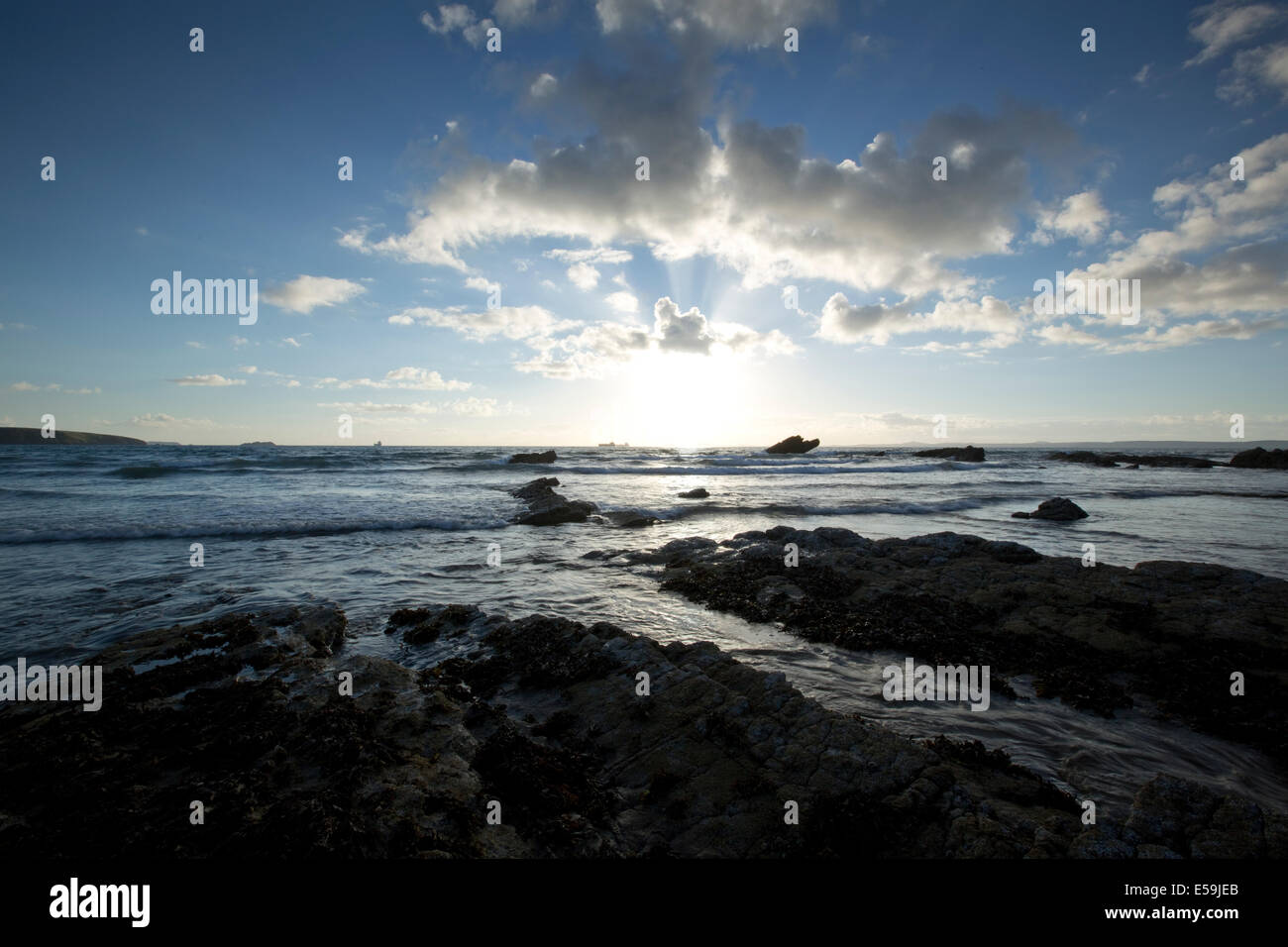 Broad Haven Beach Seasscape at Sunset, Pembrokeshire, Wales Stock Photo ...