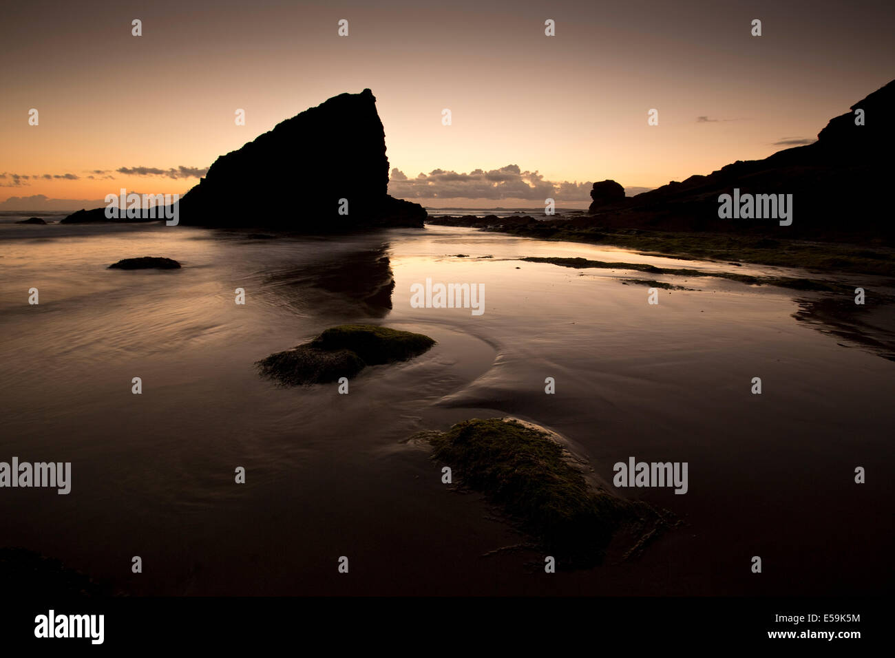 Broad Haven Beach Seasscape at Sunset, Pembrokeshire, Wales Stock Photo ...