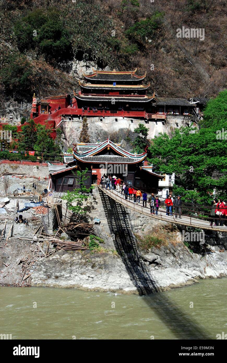 LU DING COUNTY / SICHUAN, CHINA: Lu Ding Qiao suspension bridge over ...