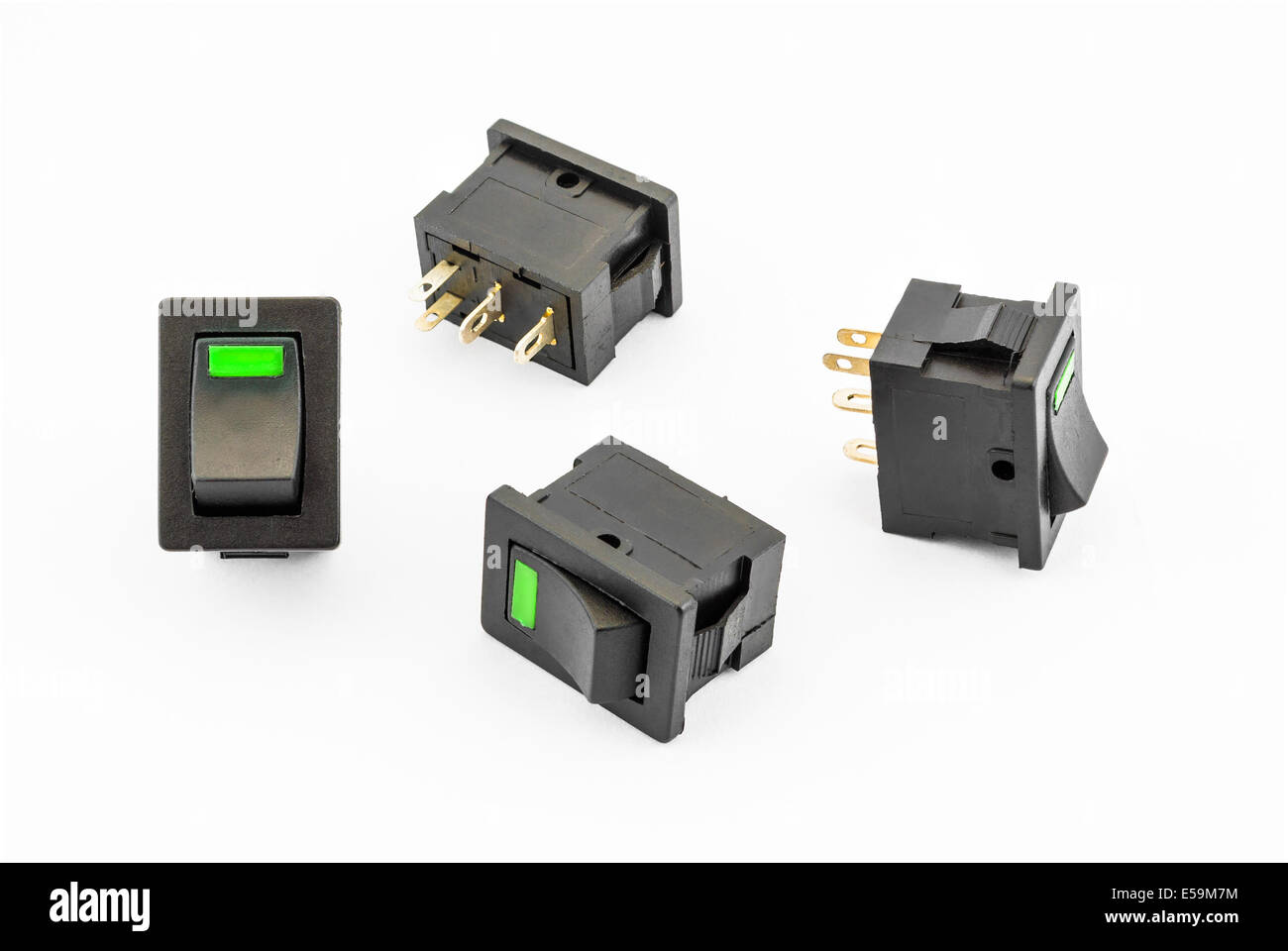 Green Rocker Switches with Build-in LED Stock Photo - Alamy