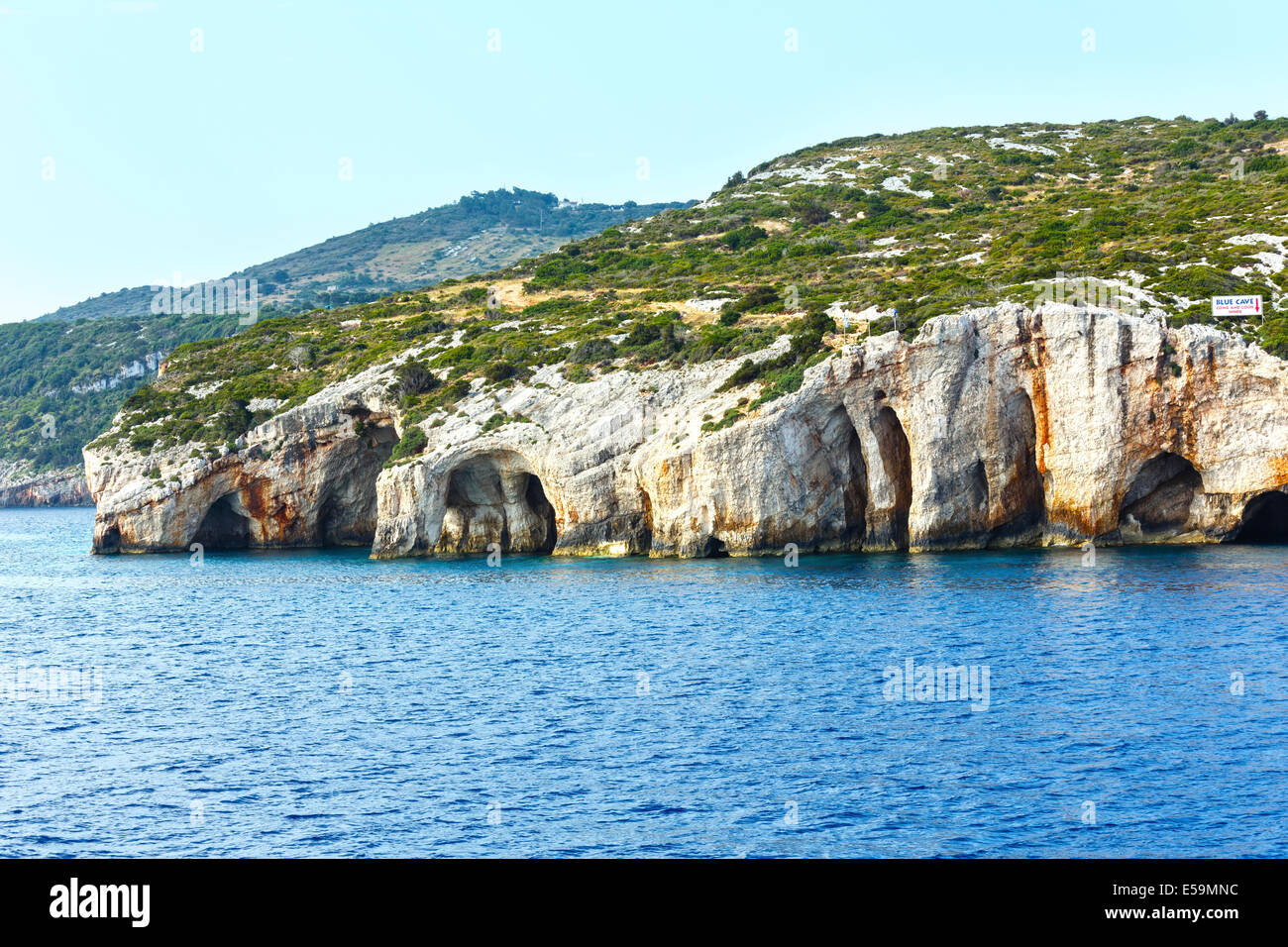 View of Blue Caves from ferry (Zakynthos, Greece, Cape Skinari Stock ...