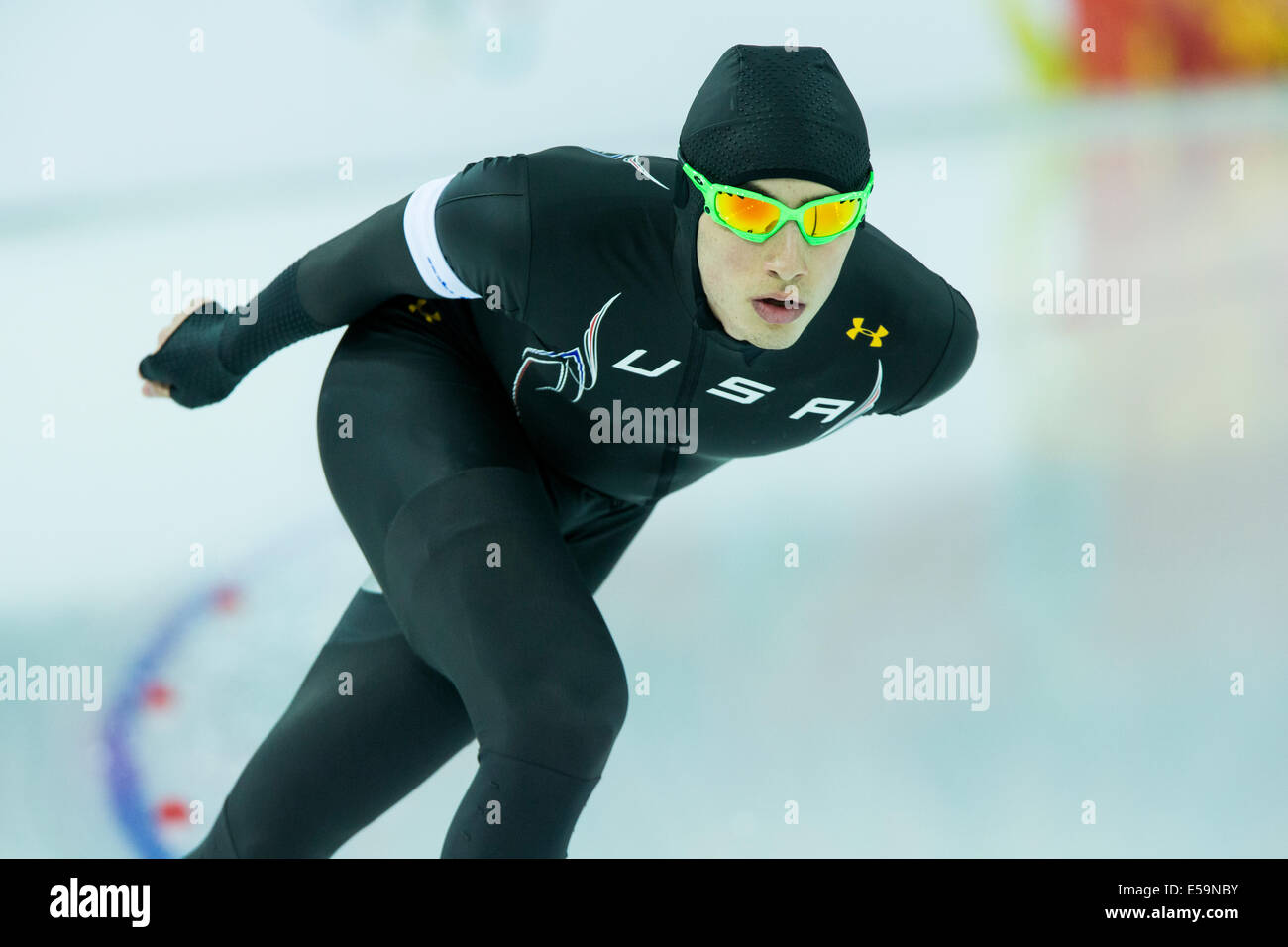 Emery Lehman (USA) competing in Men's 5000m Speed Skating at the ...