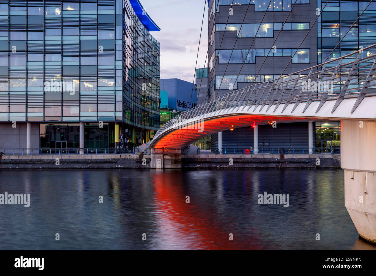 The Media City Footbridge and Media City Uk, Salford Quays, Manchester ...