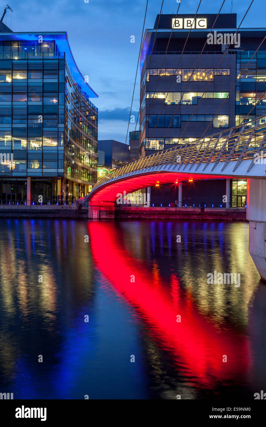 The Media City Footbridge and Media City Uk, Salford Quays, Manchester ...