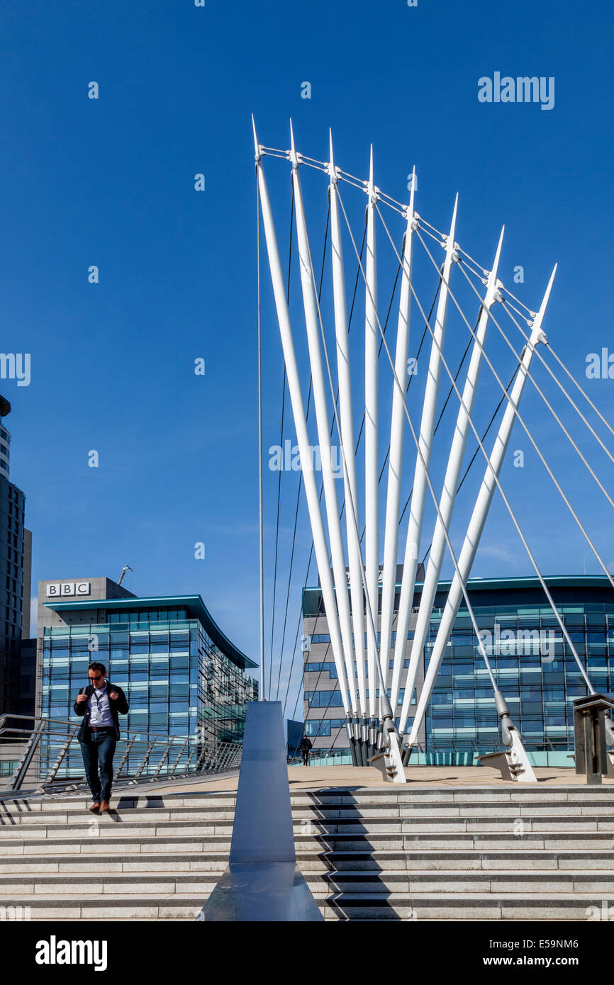 The Media City Footbridge and Media City Uk, Salford Quays, Manchester ...