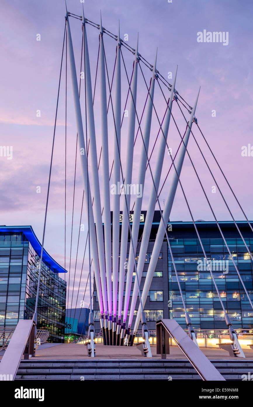 The Media City Footbridge and Media City Uk, Salford Quays, Manchester ...