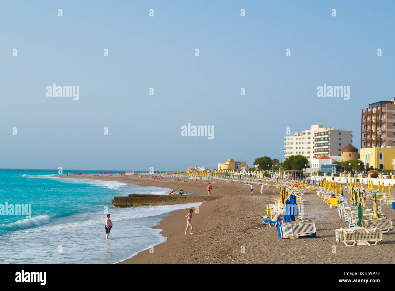 Windy beach, Rhodes town, Rhodes island, Dodecanese islands, Greece ...