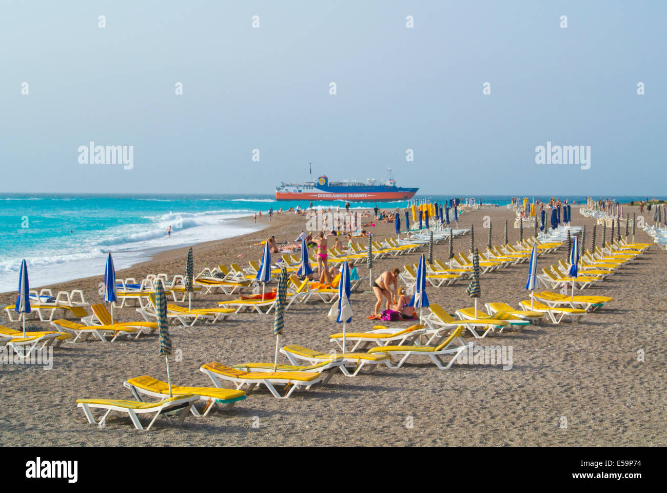 Windy beach, Rhodes town, Rhodes island, Dodecanese islands, Greece ...